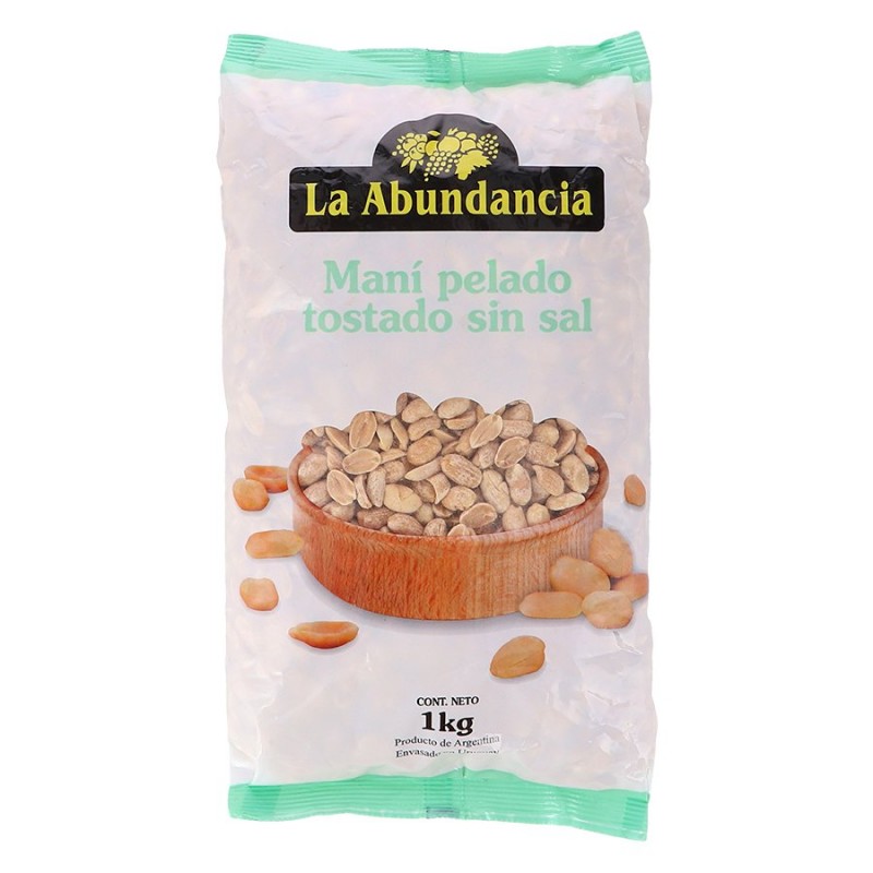 MANI PELADO TOSTADO SIN SAL 1kg LA ABUNDANCIA