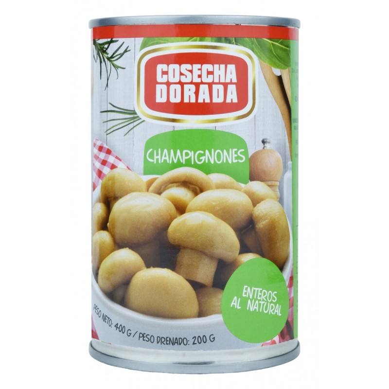 CHAMPIÑONES ENTEROS EN LATA 400g COSECHA DORADA
